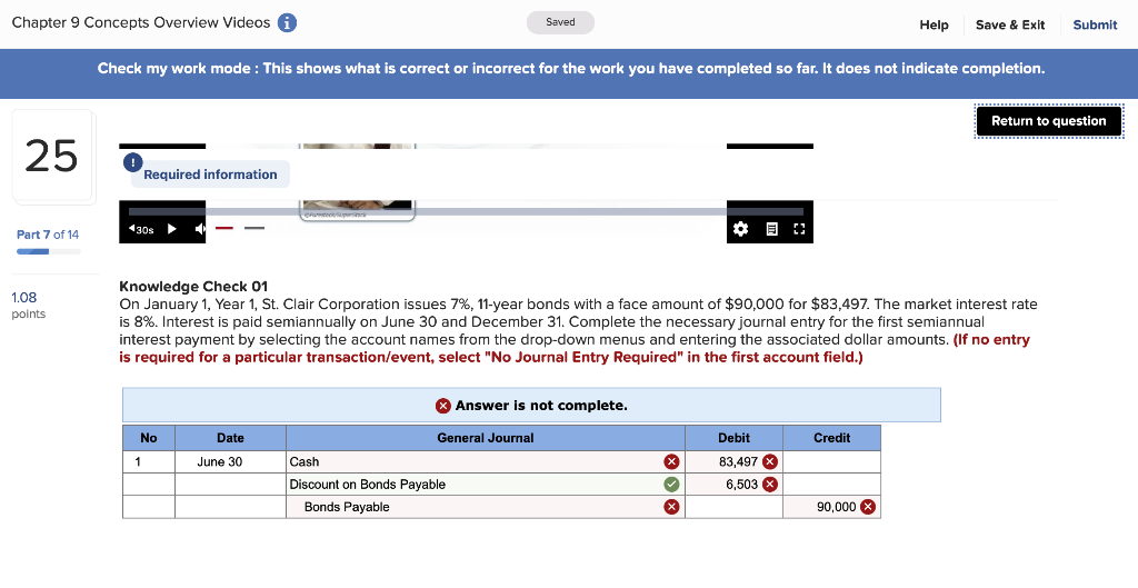 Solved Check my work mode : This shows what is correct or | Chegg.com