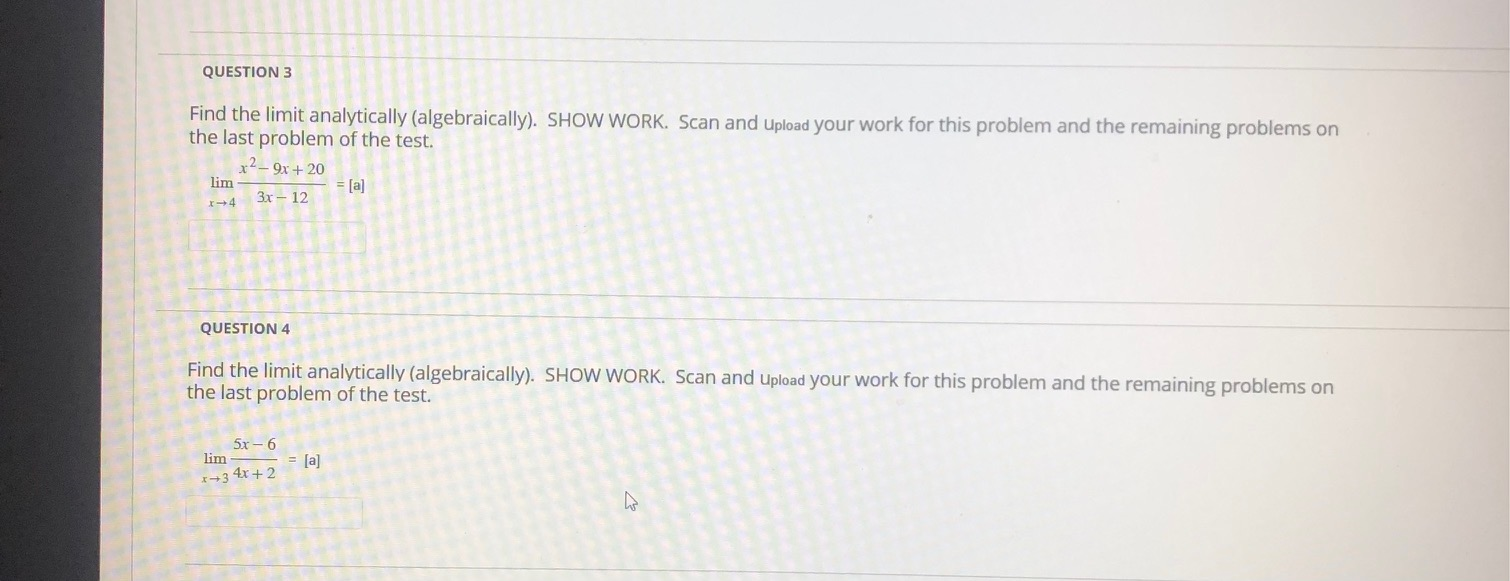 Solved Find the limit analytically (algebraically). SHOW | Chegg.com