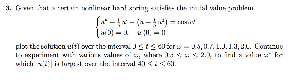 Solved Description: For certain (nonlinear) spring-mass | Chegg.com