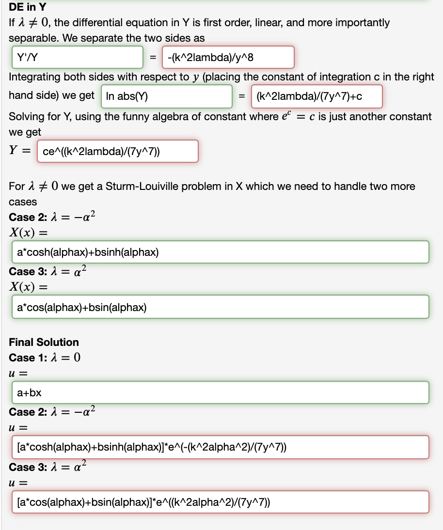 Solved (1 point) 2 is typed as lambda, a as alpha. The PDE | Chegg.com