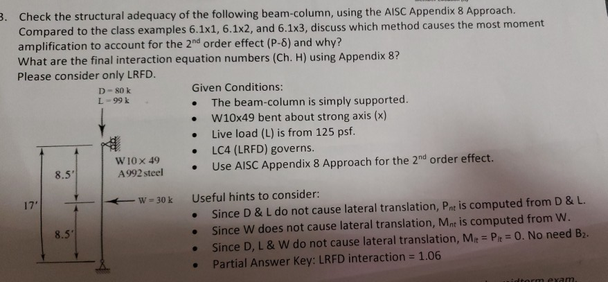 B. Check the structural adequacy of the following | Chegg.com