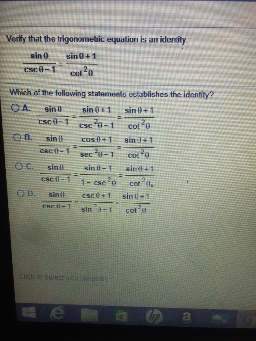 Solved Verify that the trigonometric equation is an | Chegg.com