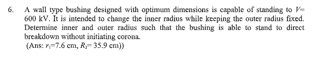 Solved A wall type bushing designed with optimum dimensions | Chegg.com
