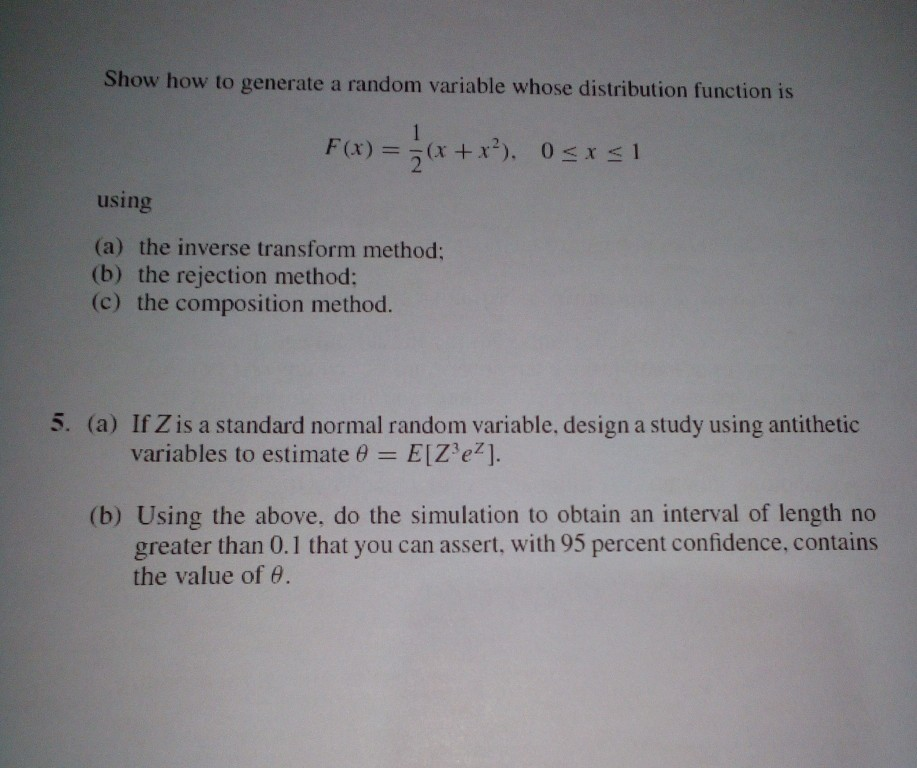 Solved Show how to generate a random variable whose | Chegg.com
