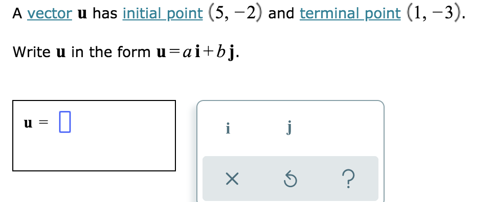 Solved A vector u has initial point (5,-2) and terminal | Chegg.com
