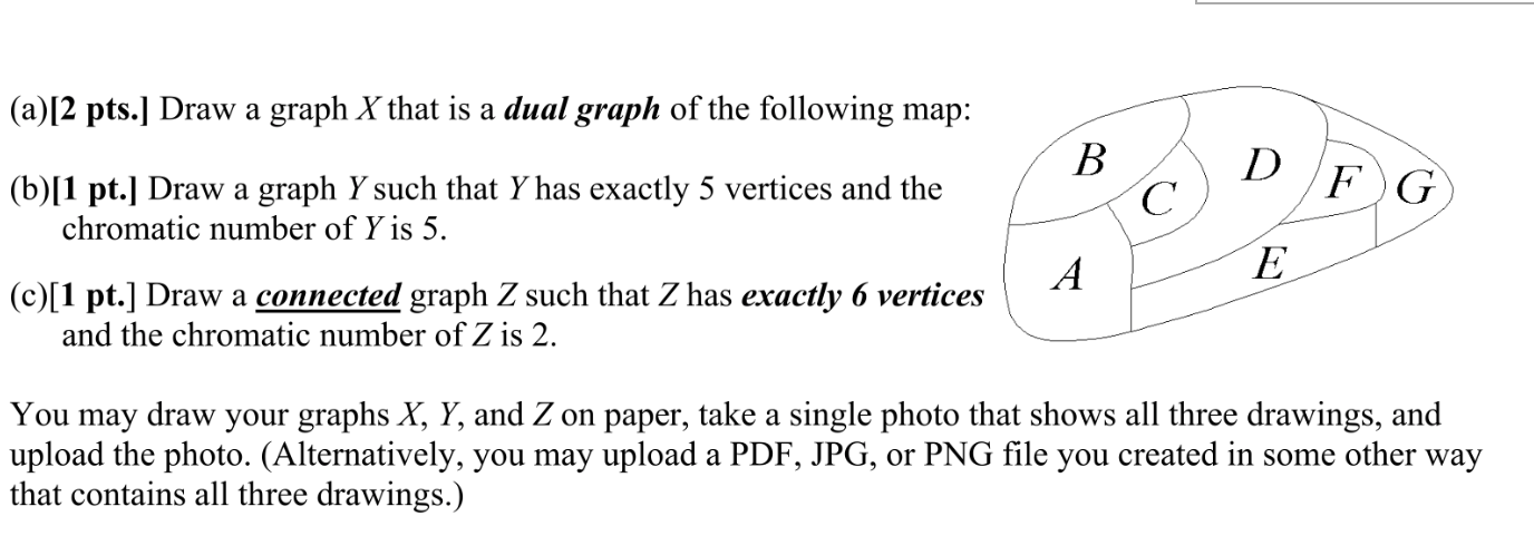 Solved (a)[2 pts.] Draw a graph X that is a dual graph of | Chegg.com