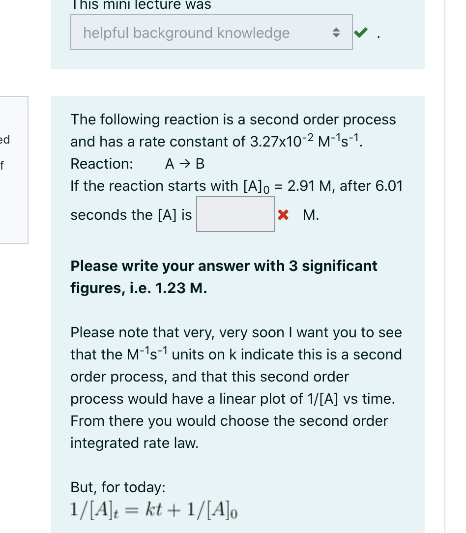Solved The following reaction is a second order process and | Chegg.com