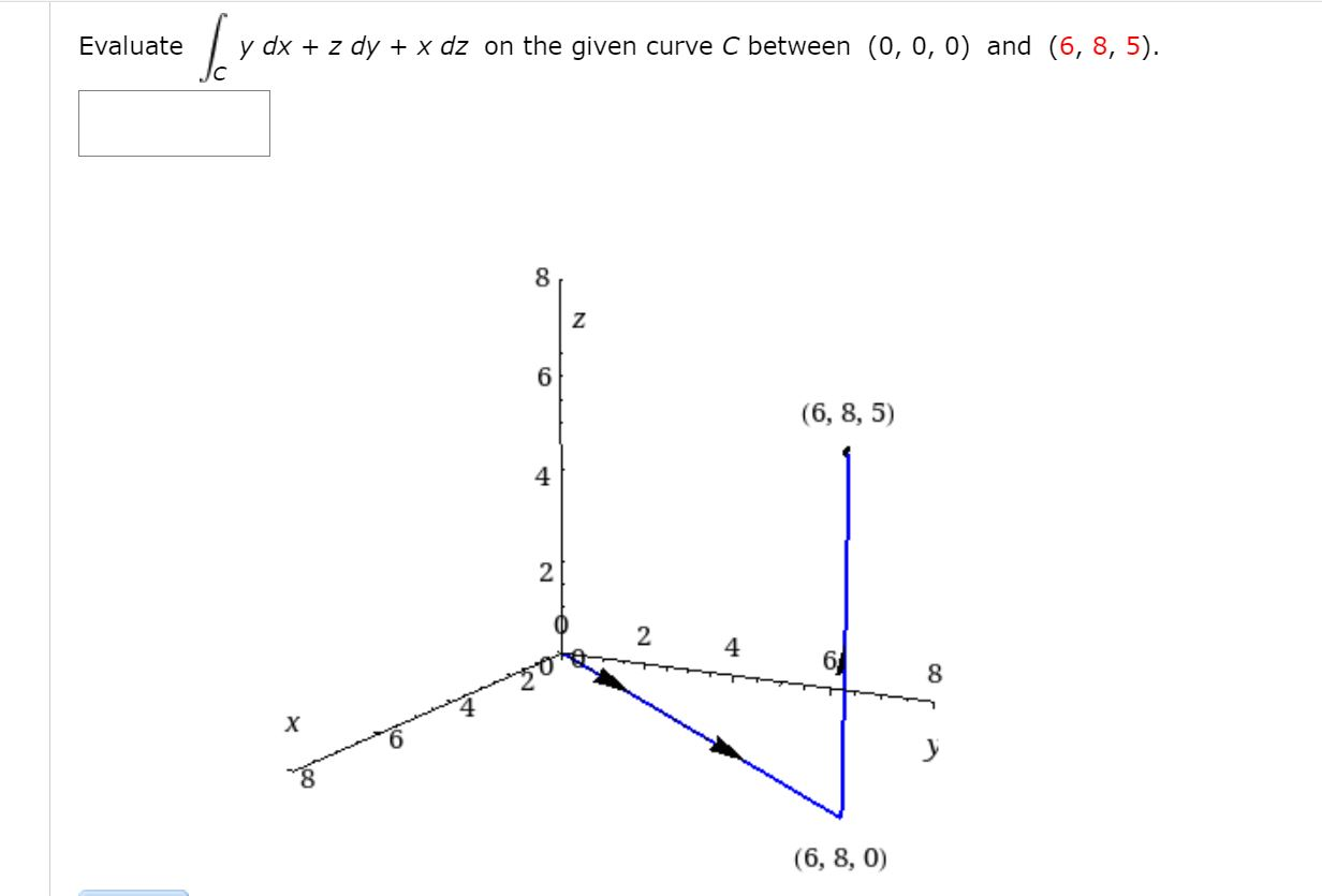 Solved Evaluate tes y dx + z dy + x dz on the given curve C | Chegg.com