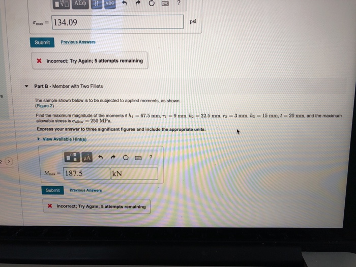 Solved Part A -Member with Notched Edges o find the ets or | Chegg.com