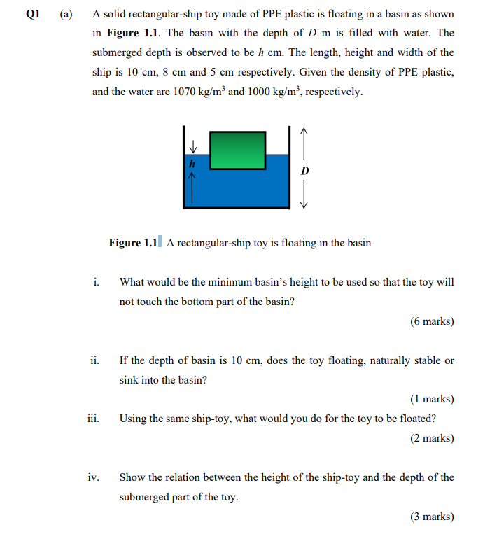 Solved A solid rectangular-ship toy made of PPE plastic is | Chegg.com