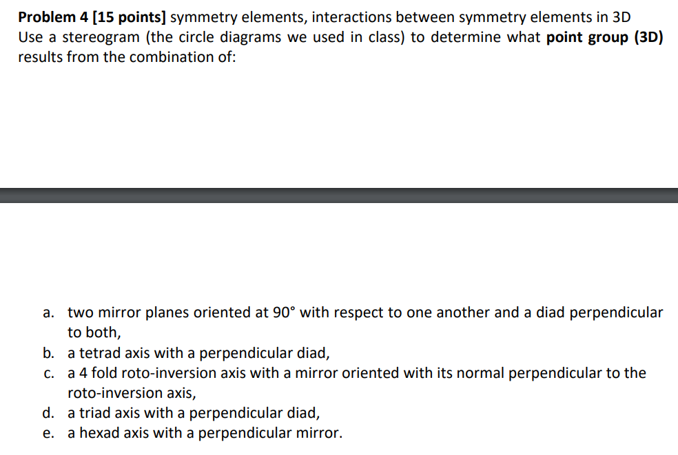 Use a stereogram to determine what point group (3D) | Chegg.com