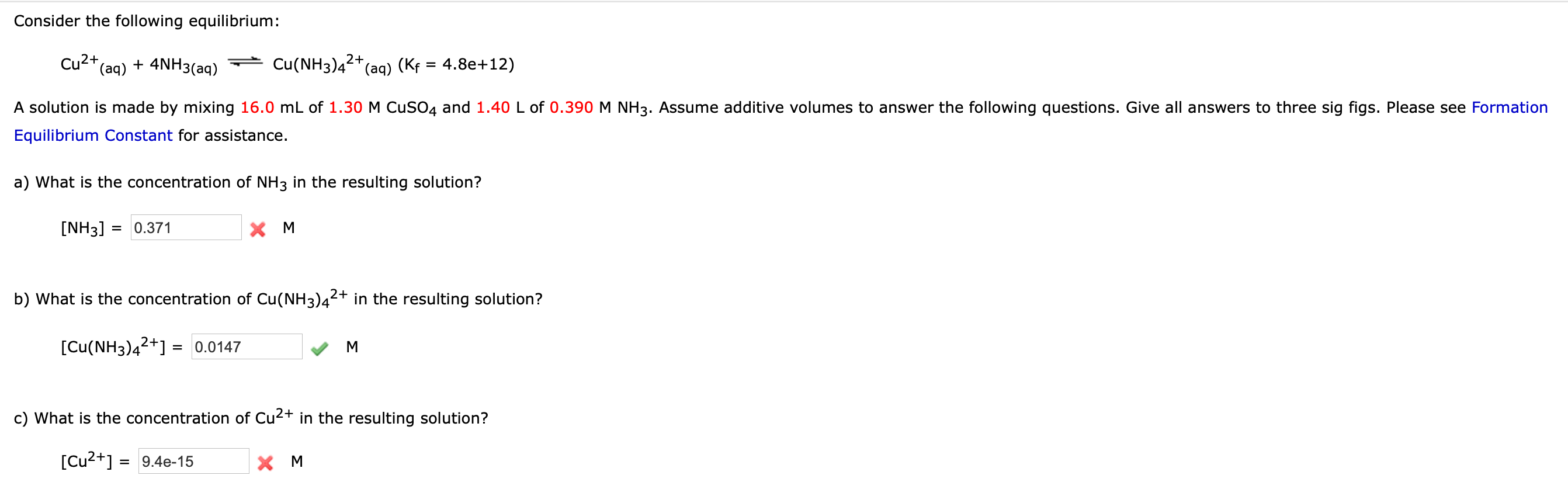 Solved Consider the following equilibrium: Cu2+ (aq) + | Chegg.com