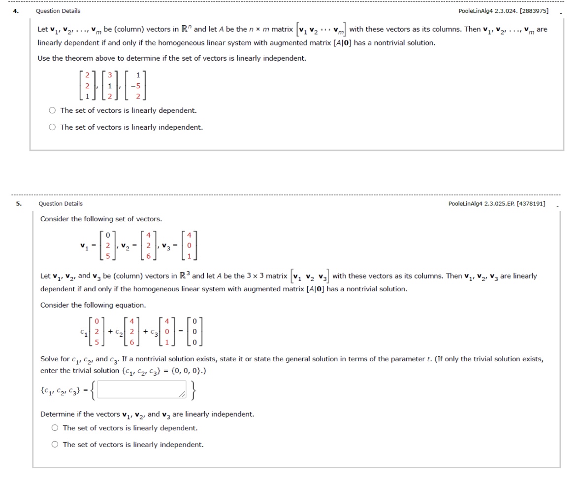 Solved Consider the following vectors. \\[ | Chegg.com