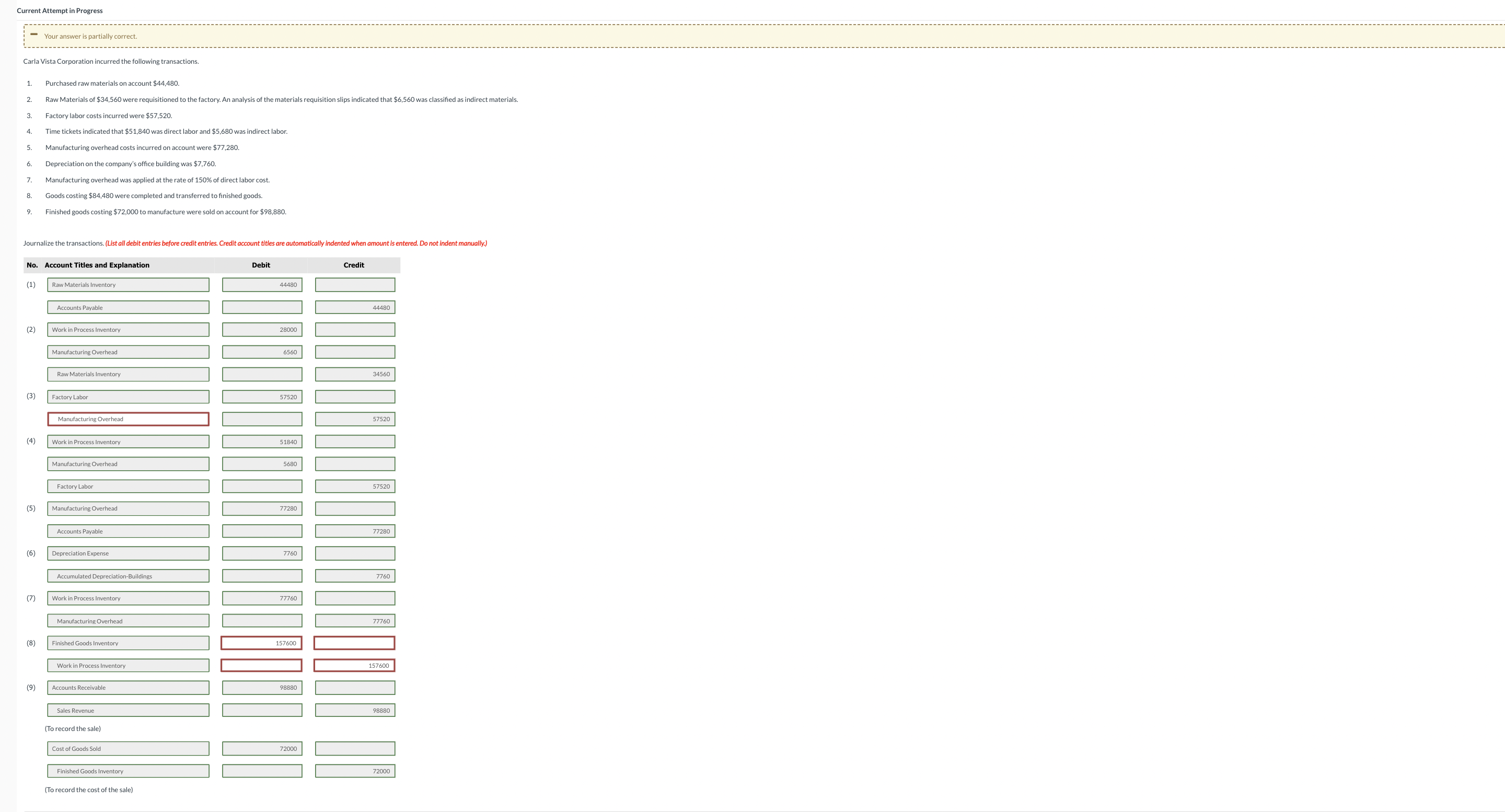 Solved Carla Vista Corporation incurred the following | Chegg.com