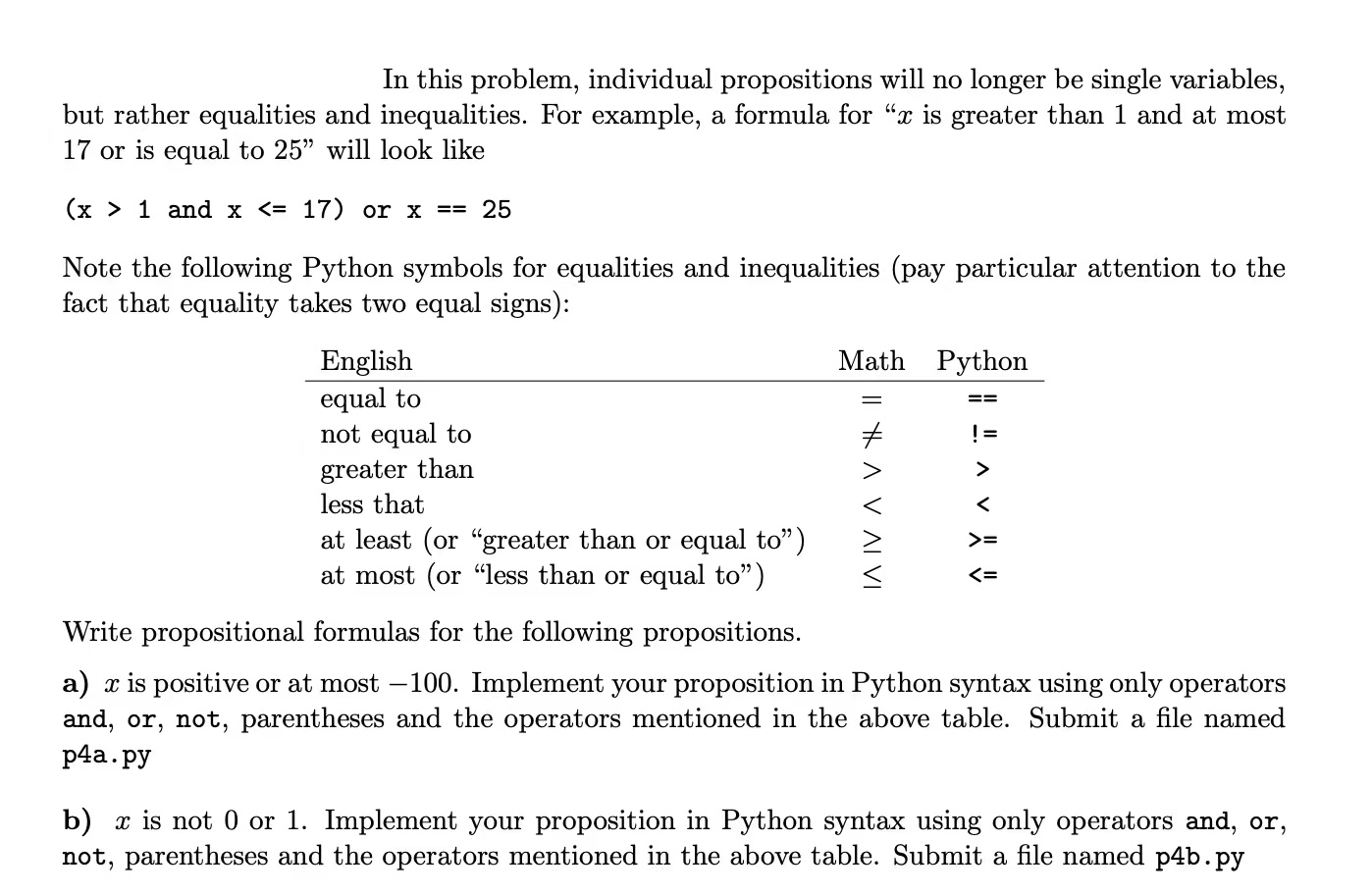 Solved In this problem, individual propositions will no | Chegg.com