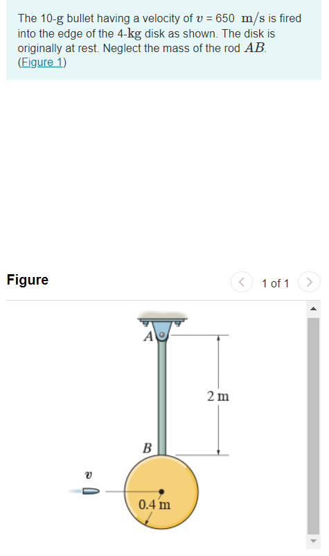 Solved The 10-g bullet having a velocity of v = 650 m/s is | Chegg.com