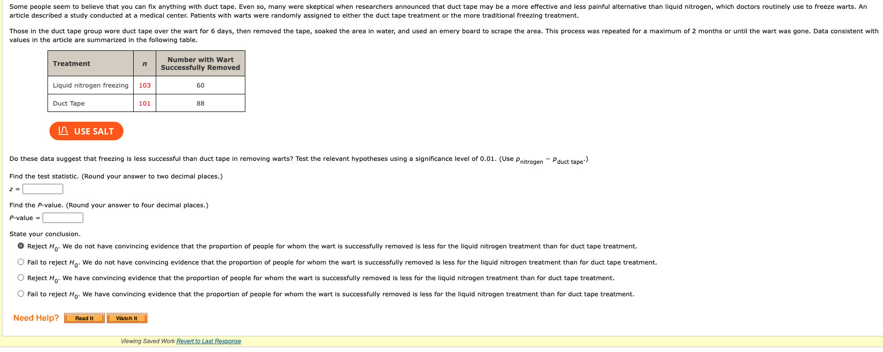 Solved article described a study conducted at a medical | Chegg.com