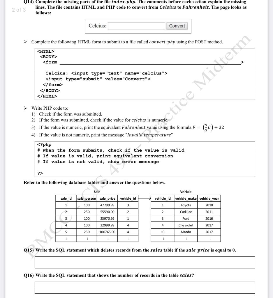 Solved PHP questions. Give all answers with explanation, and | Chegg.com