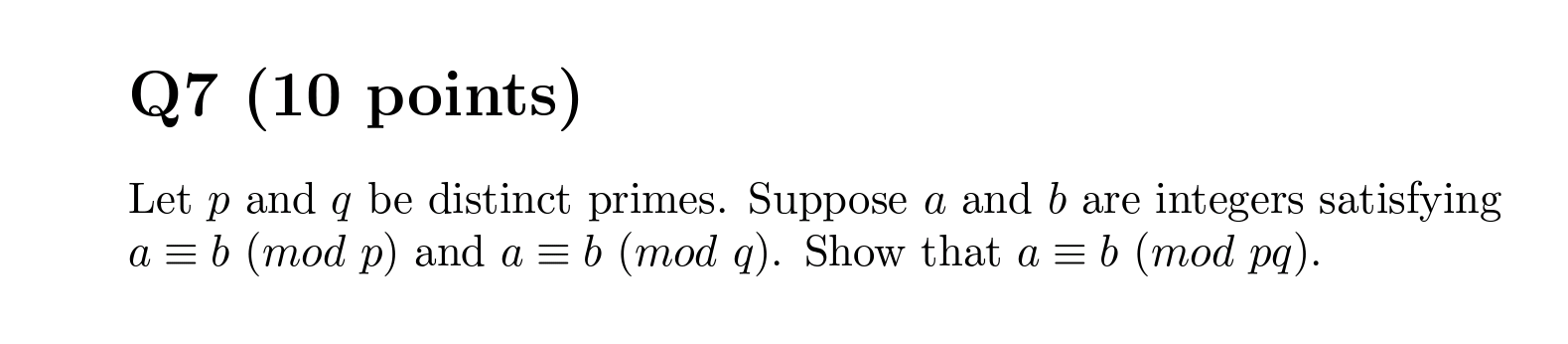 Solved Q7 (10 points) Let p and q be distinct primes. | Chegg.com