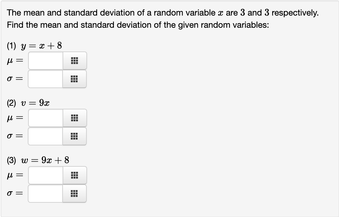 Solved The mean and standard deviation of a random variable | Chegg.com