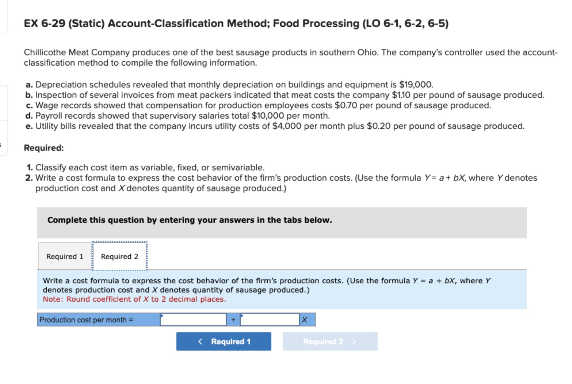 Solved EX 6-29 (Static) ﻿Account-Classification Method; Food | Chegg.com