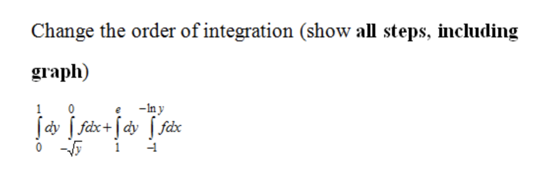 Solved Change the order of integration (show all steps, | Chegg.com