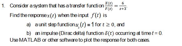 Consider a system that has a transfer function | Chegg.com