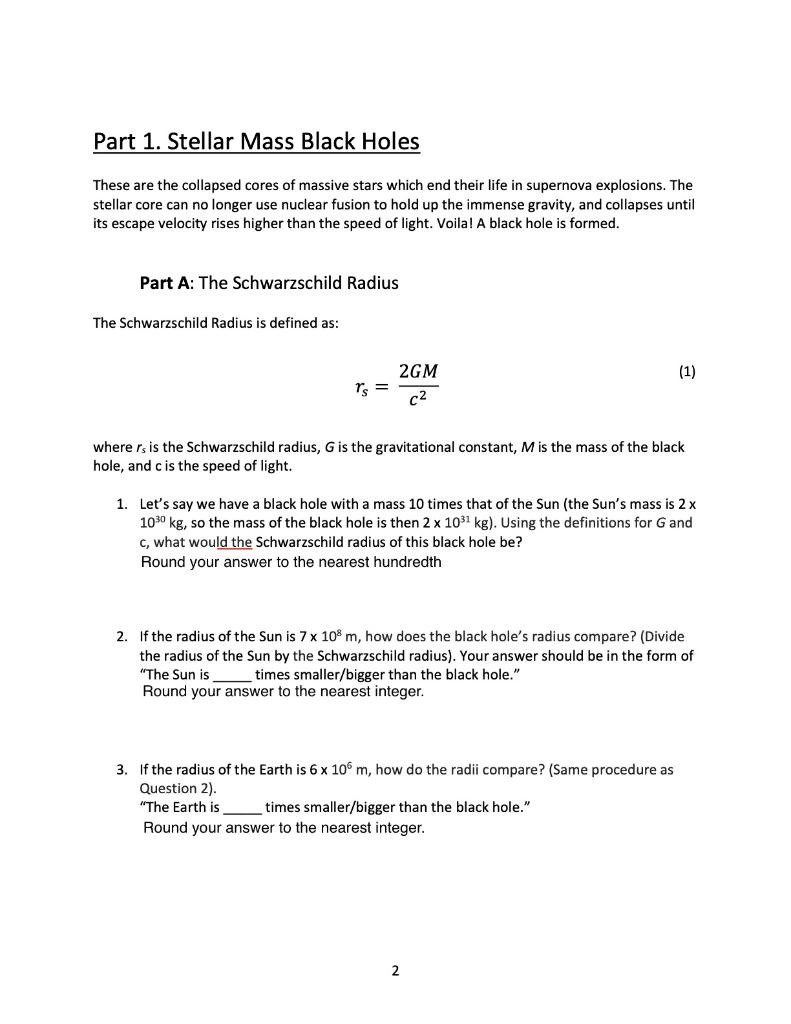 Parts Of A Stellar Black Holes