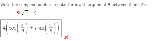 Solved Write the complex number in polar form with argument | Chegg.com
