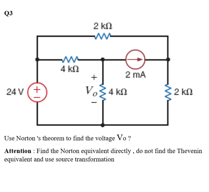 Solved Use Norton 's theorem to find the voltage V0 ? | Chegg.com