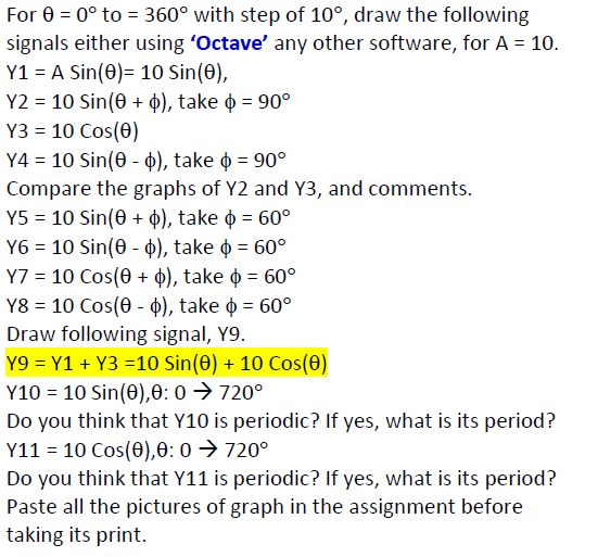 Solved For θ=0∘ to =360∘ with step of 10∘, draw the | Chegg.com