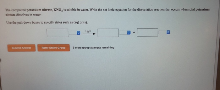 Solved The compound potassium nitrate, KNO, is soluble in | Chegg.com