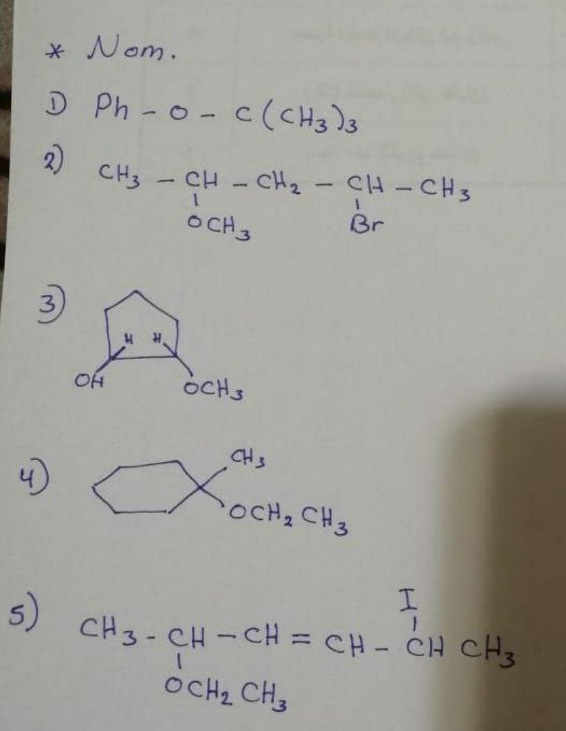 Solved * Nom. D Ph-o-c(CH₃)3 2) сні - сн - си, – с – CH3 OCH | Chegg.com