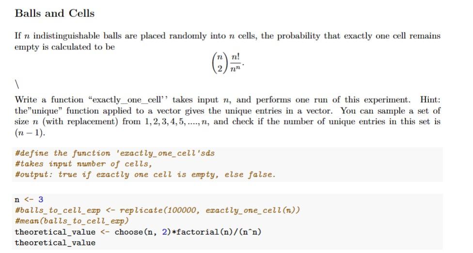 Solved Balls and Cells If n indistinguishable balls are | Chegg.com