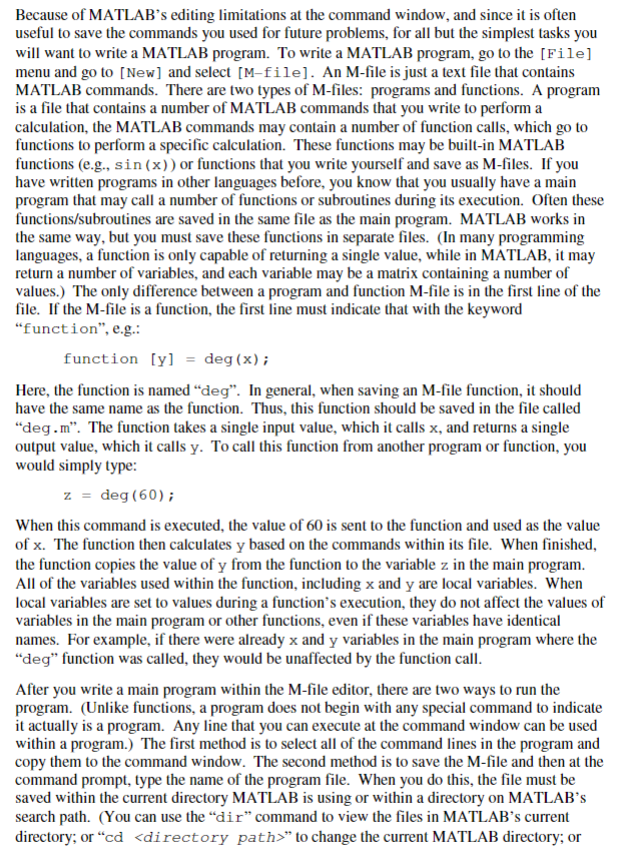 Solved Introduction To Matlab Matlab Is A Software Package