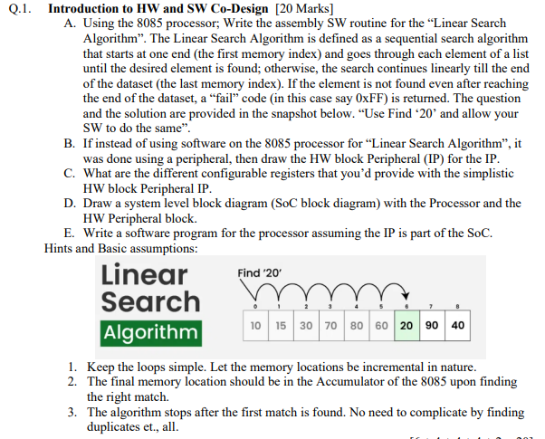 Solved Q.1. ﻿Introduction to HW and SW Co-Design [20 ﻿Marks] | Chegg.com