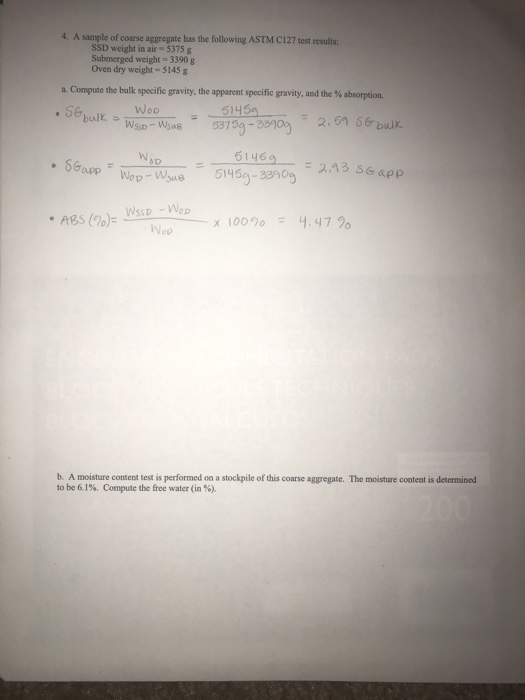 Solved 4. A sample of coarse aggregate has the following | Chegg.com