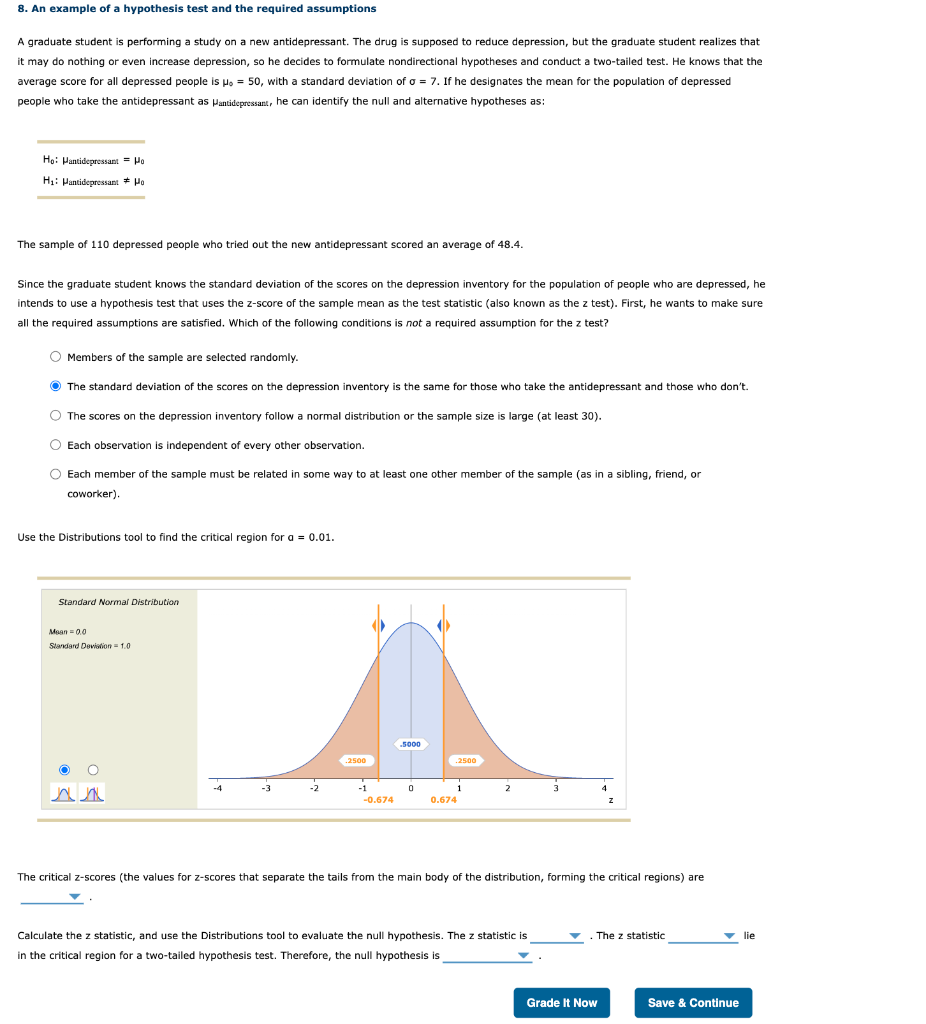 Solved 8. An example of a hypothesis test and the required | Chegg.com