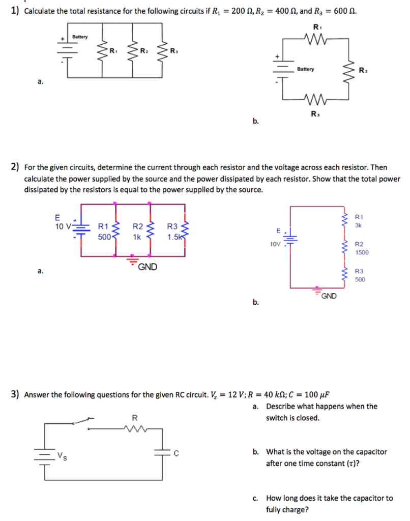Solved 1) Calculate the total resistance for the following | Chegg.com