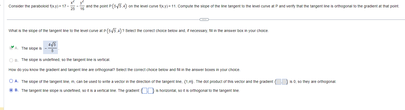 Solved What is the slope of the tangent line to the level | Chegg.com