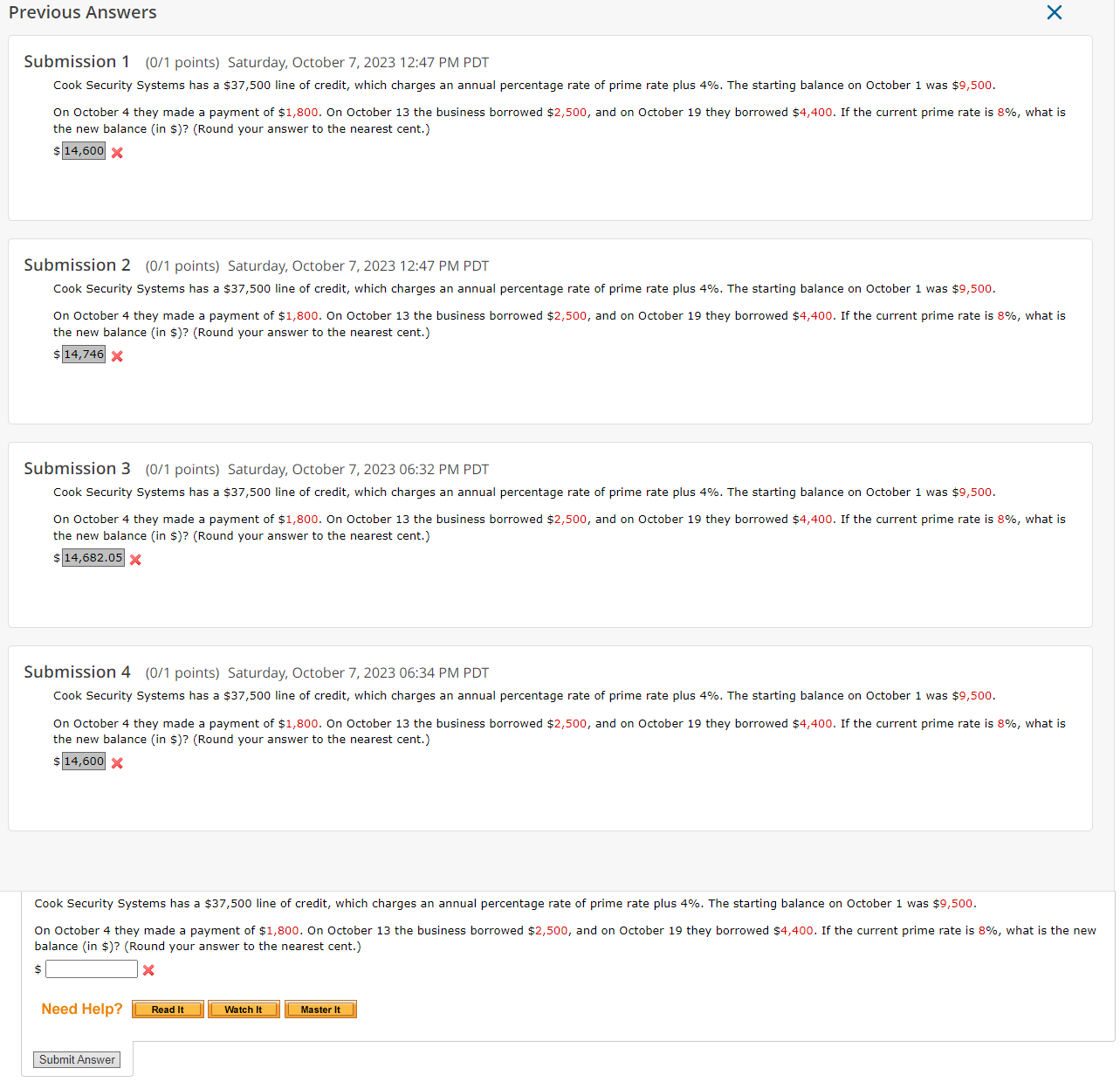Solved Submission 1 (0/1 points) Saturday, October 7, 2023 | Chegg.com