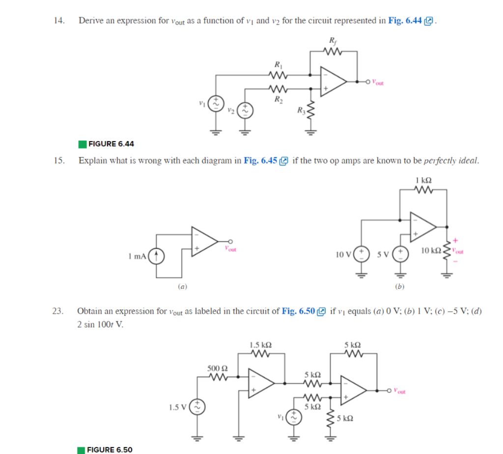 Solved 14. Derive an expression for Vout as a function of vị | Chegg.com