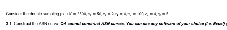 Solved Consider the double sampling plan N = 2500, na = 50,4 | Chegg.com
