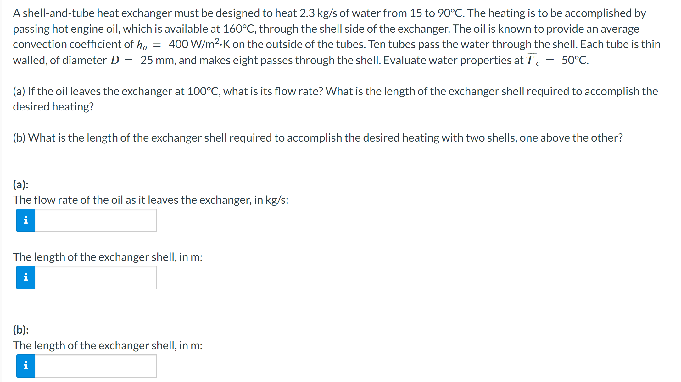 Solved A shell-and-tube heat exchanger must be designed to | Chegg.com