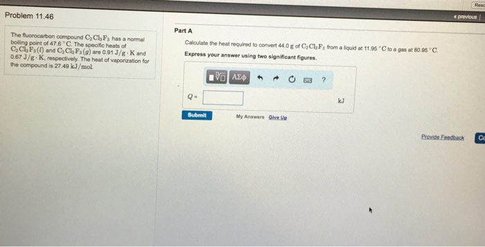 Solved Problem 11.46 The fluorocarbon compound C2ClaF's has | Chegg.com