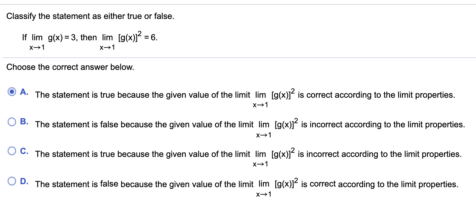 Solved Classify the statement as either true or false. | Chegg.com