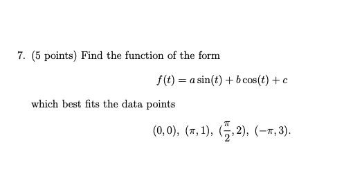 Solved 7. (5 points) Find the function of the form | Chegg.com