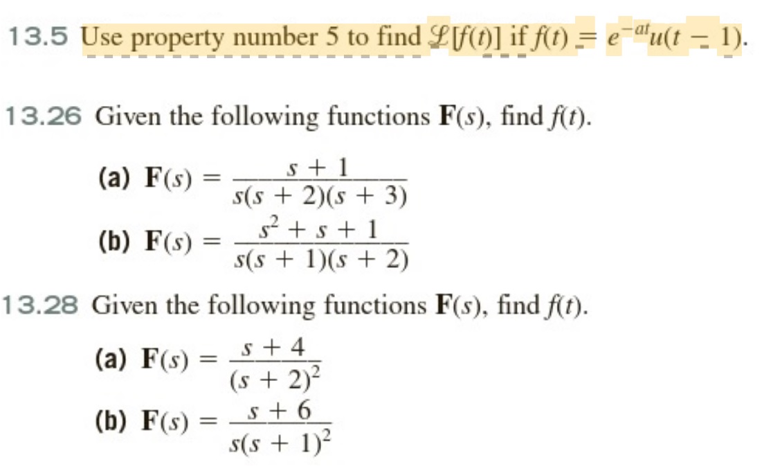 Solved 3.5 Use property number 5 to find L[f(t)] if | Chegg.com