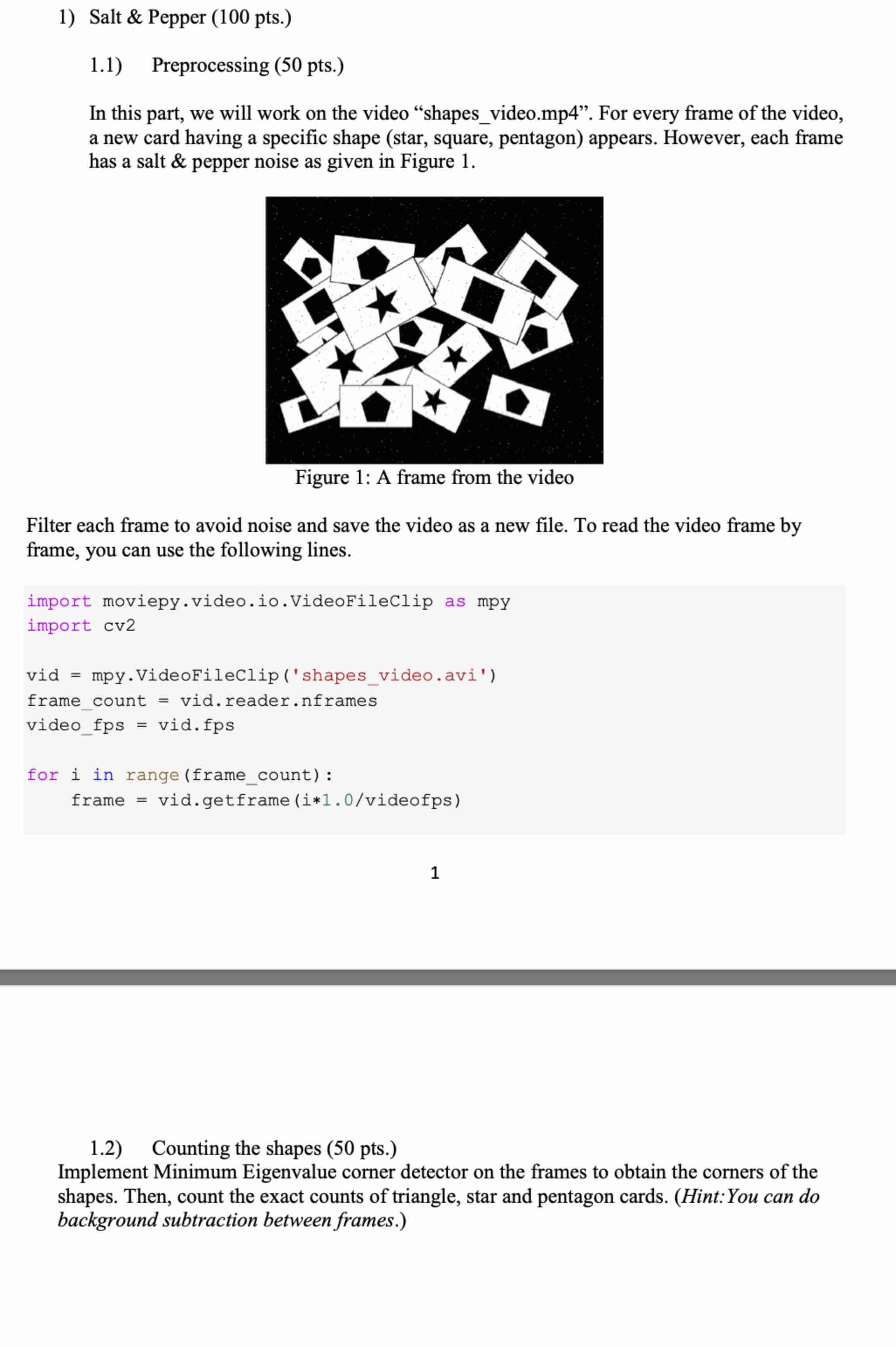 Solved Salt & Pepper (100 ﻿pts.)1.1) ﻿Preprocessing (50 | Chegg.com