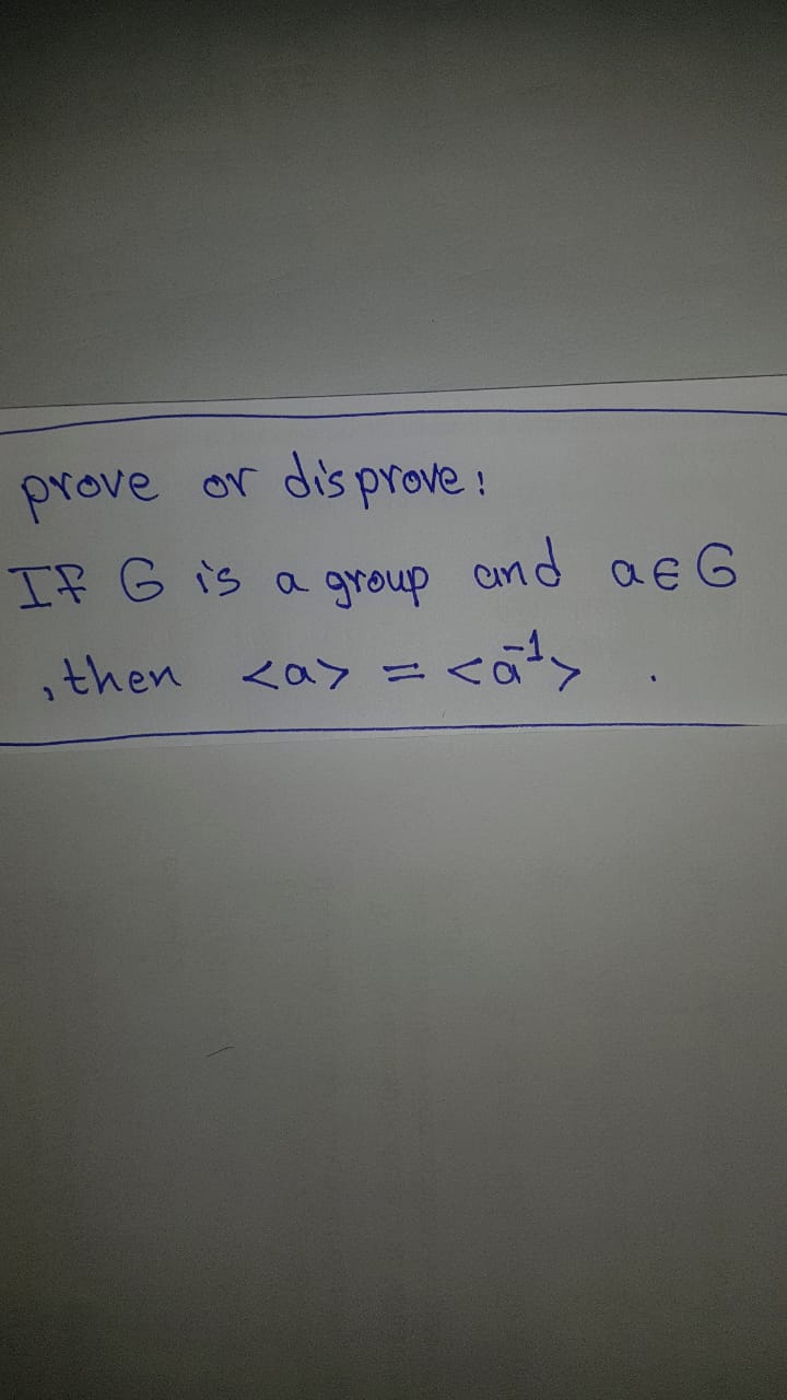 Solved prove or disprove: If G is a group and a∈G , then | Chegg.com